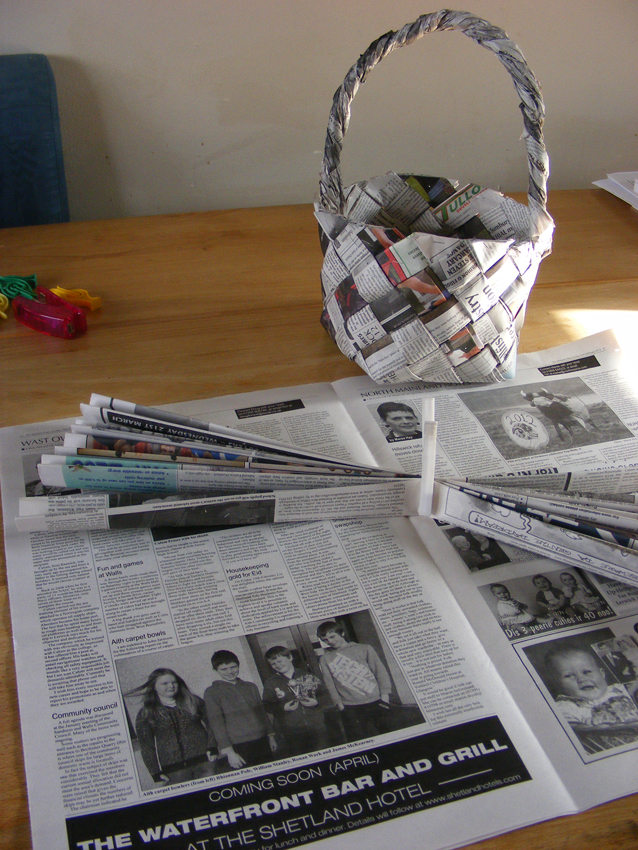 Recycled Newspaper Easter Baskets - Elizabeth's Kitchen Diary