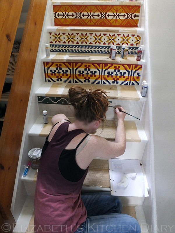 DIY Hand Painted Fair Isle Stair Renovation - Elizabeth's Kitchen Diary
