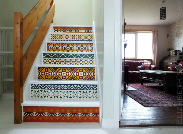 DIY Hand Painted Fair Isle Stair Renovation - Elizabeth's Kitchen Diary