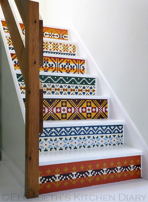 DIY Hand Painted Fair Isle Stair Renovation - Elizabeth's Kitchen Diary