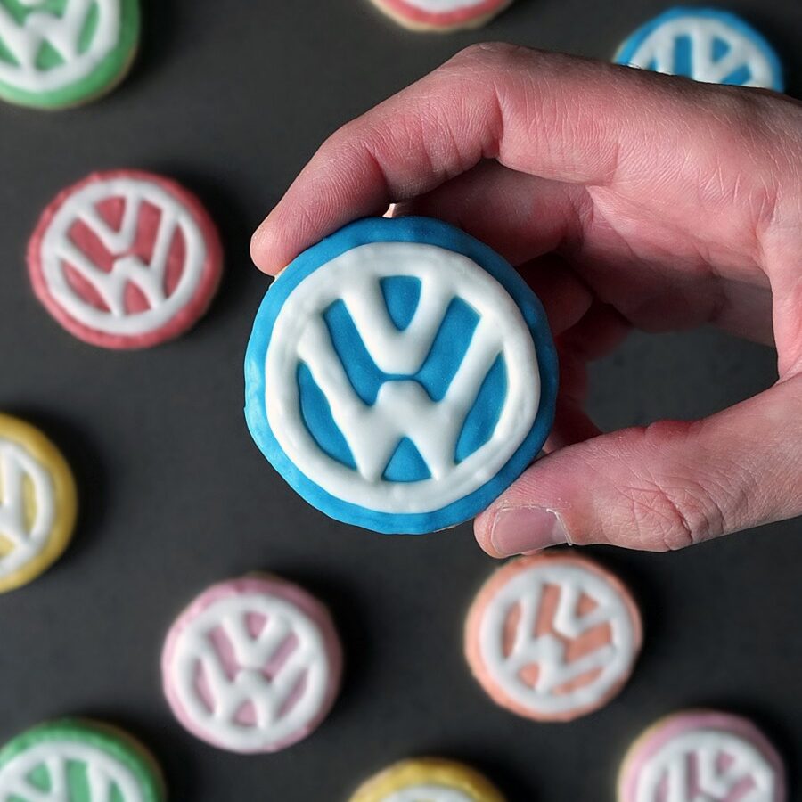 Volkswagen Logo Sugar Cookies - Elizabeth's Kitchen Diary