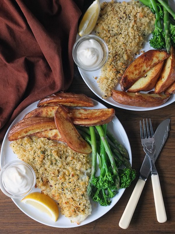Lemon & Cracked Black Pepper Cod Fillets with Potato Wedges & Lemon ...