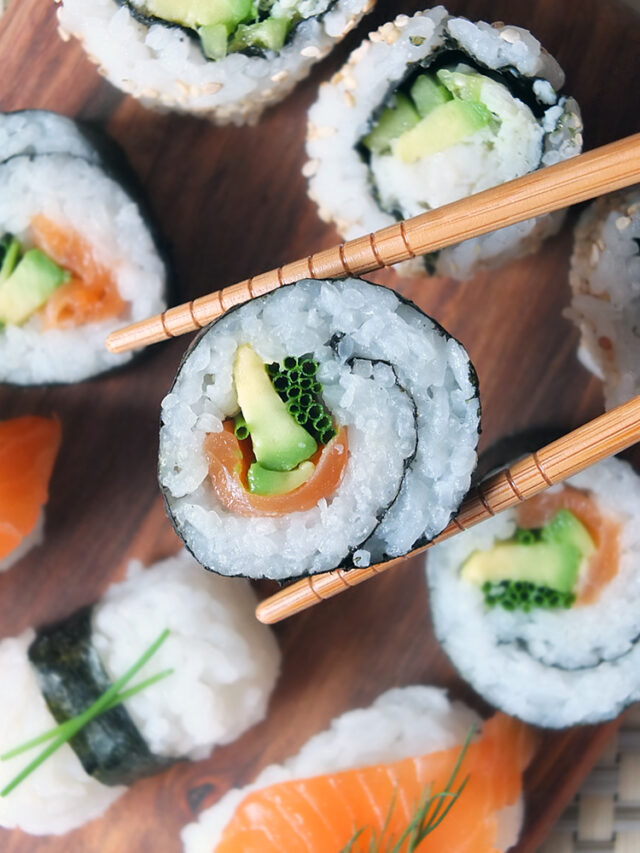 Smoked Salmon and Avocado Maki Sushi Rolls - Elizabeth's Kitchen Diary