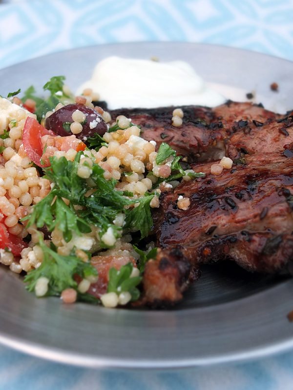 BBQ Lamb Leg Steaks with Harissa and Mint - Elizabeth's Kitchen Diary