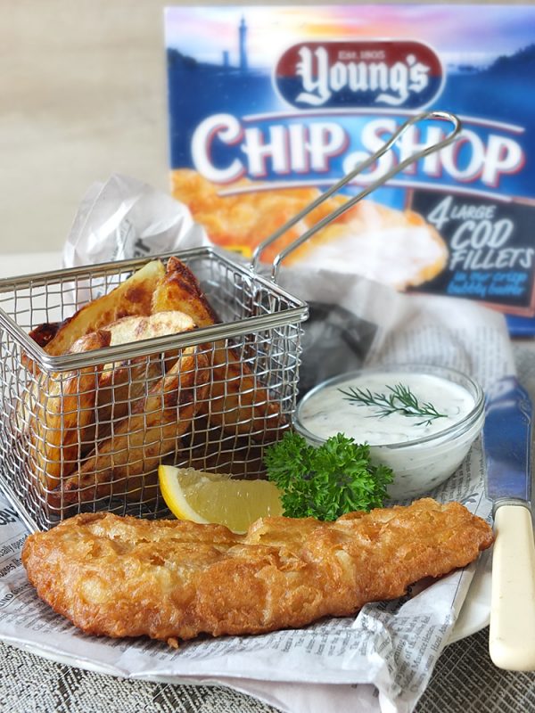 Young's Chip Shop Cod Fillets with Home Made Potato Wedges & Dill ...