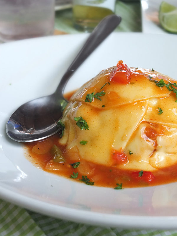 Aruban Keshi Yena (Stuffed Cheese) - Elizabeth's Kitchen Diary