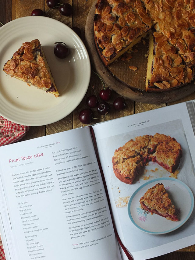 Swedish Cherry Tosca Cake Recipe (Toscakaka) - Elizabeth's Kitchen Diary
