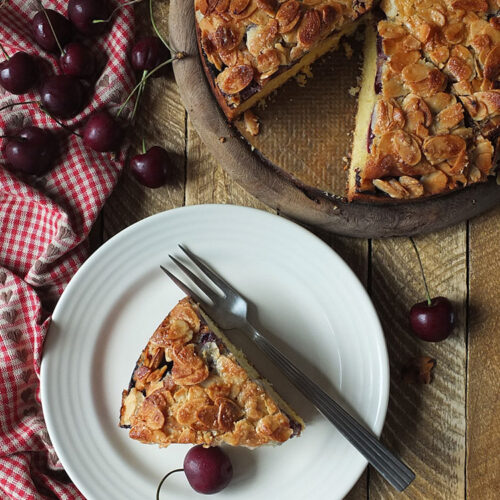 Swedish Cherry Tosca Cake Recipe (Toscakaka) - Elizabeth's Kitchen Diary