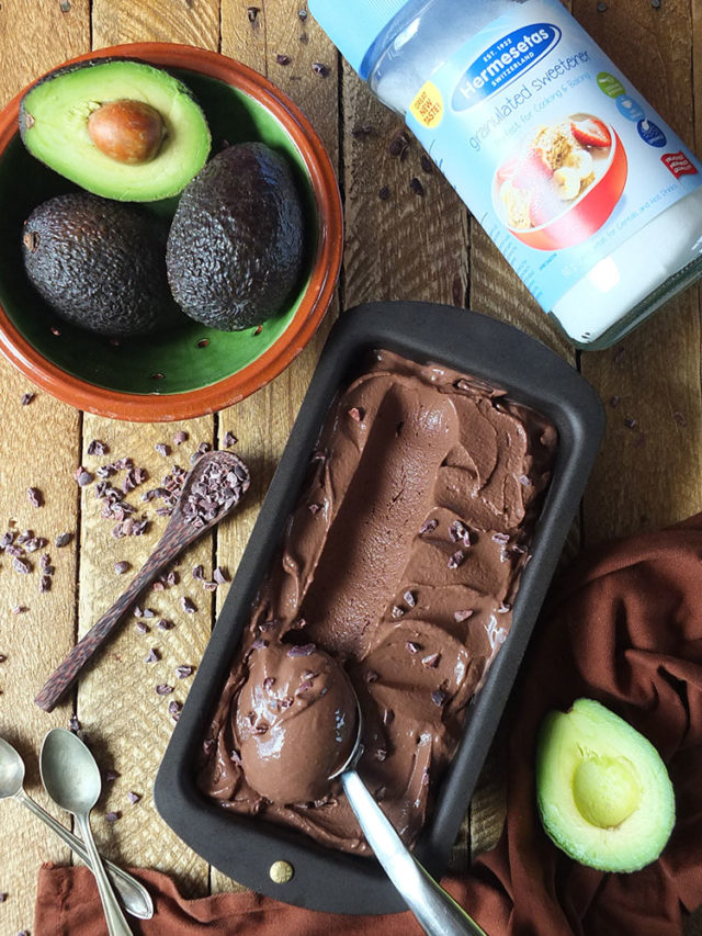 Sugar-Free Vegan Chocolate Avocado Ice Cream - Elizabeth's Kitchen Diary