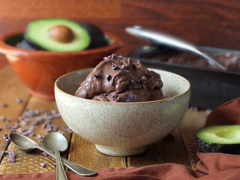 Sugar-Free Vegan Chocolate Avocado Ice Cream - Elizabeth's Kitchen Diary