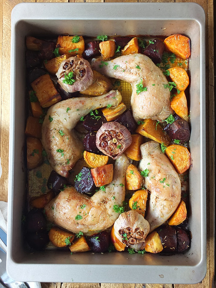 Easy Chicken Tray Bake with Garlic & Rosemary - Elizabeth's Kitchen Diary