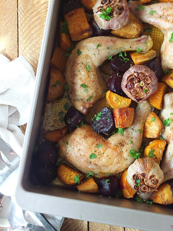 Easy Chicken Tray Bake with Garlic & Rosemary - Elizabeth's Kitchen Diary