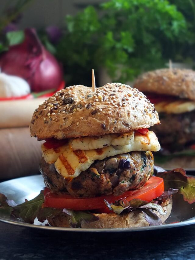 BBQ Lamb Burgers Recipe with Fiery Chilli Halloumi - Elizabeth's ...