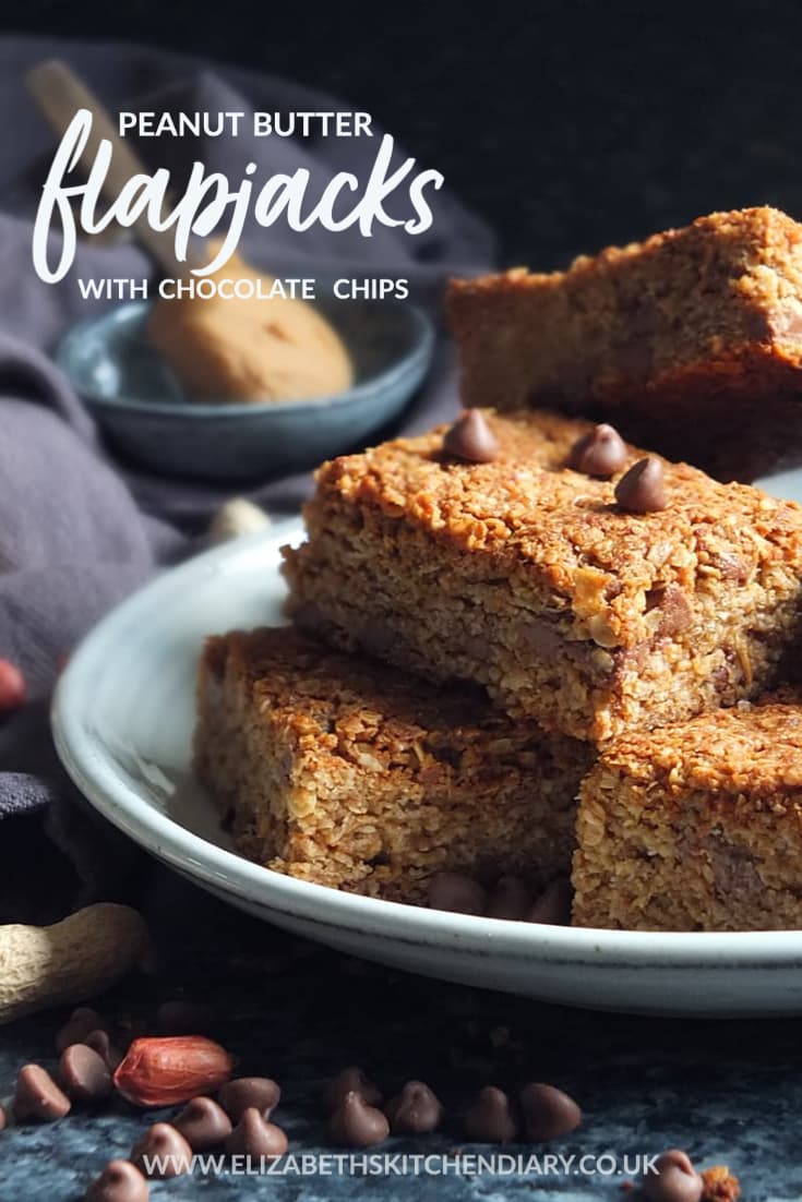 Peanut Butter & Chocolate Chip Flapjacks | Elizabeth's Kitchen Diary