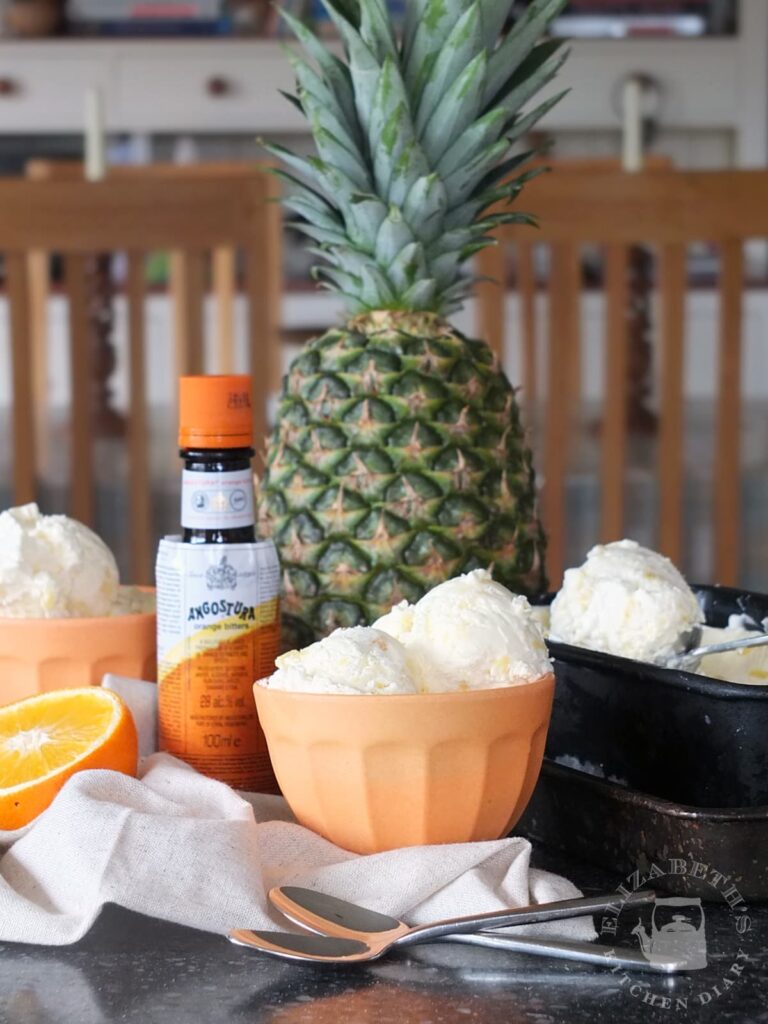 Easy No Churn Orange and Pineapple Ice Cream - Elizabeth's Kitchen Diary