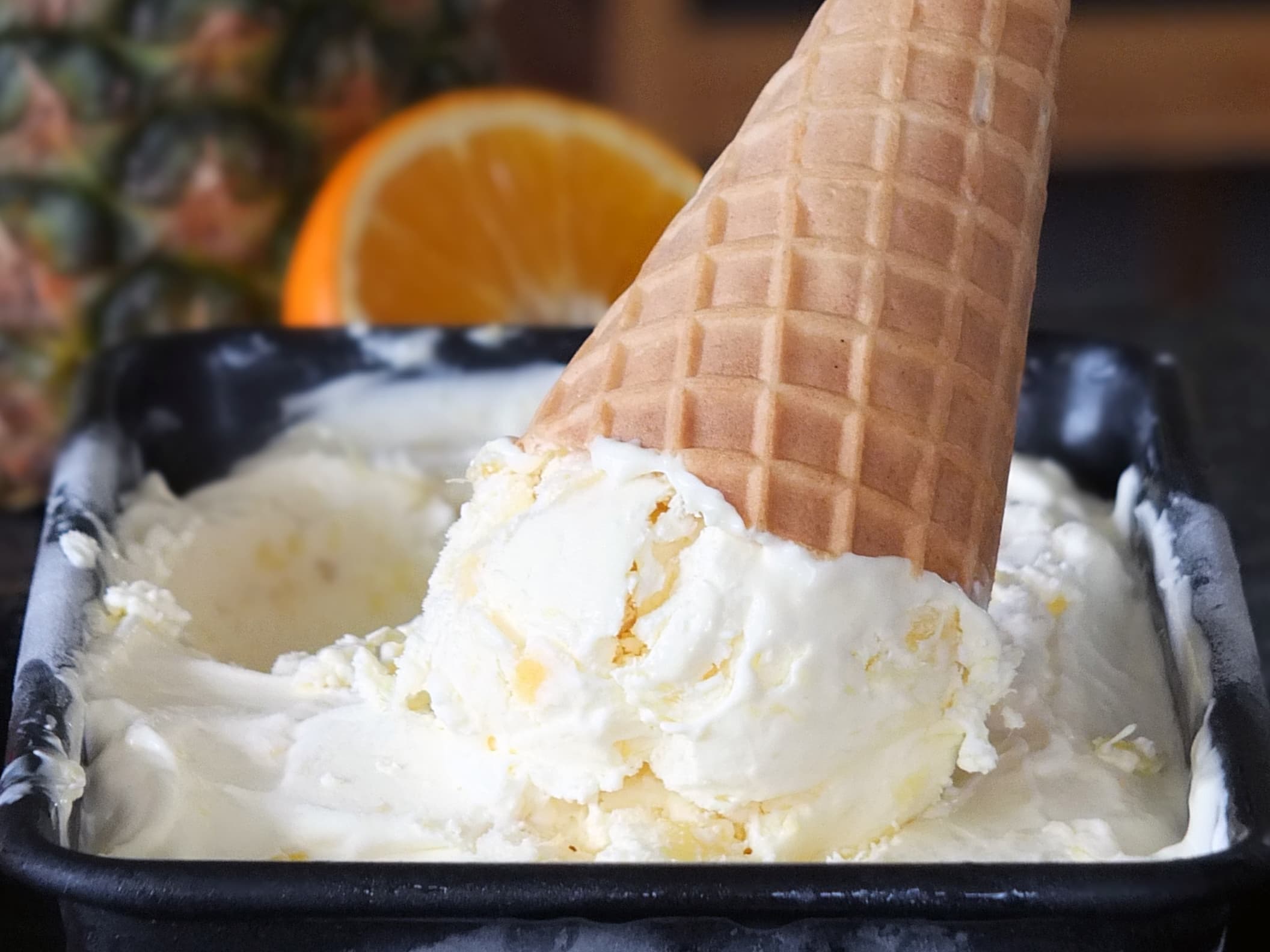 Easy No Churn Orange and Pineapple Ice Cream - Elizabeth's Kitchen Diary