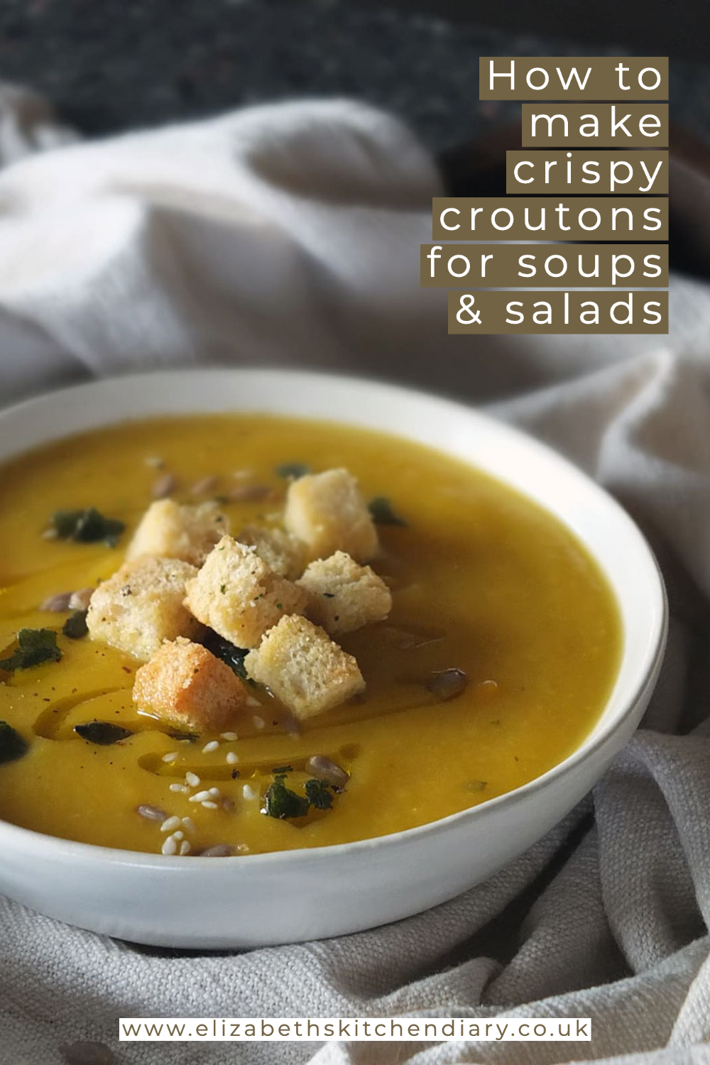 Homemade Crispy Croutons for Soup & Salads - Elizabeth's Kitchen Diary