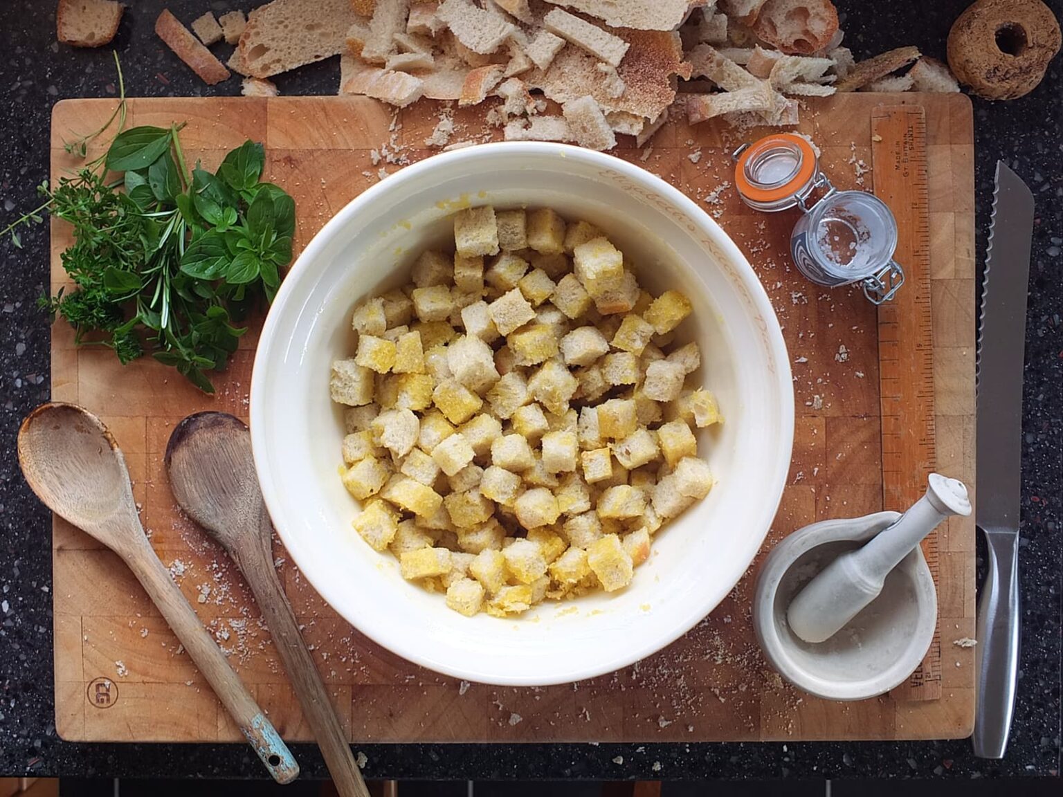 Homemade Crispy Croutons for Soup & Salads - Elizabeth's Kitchen Diary