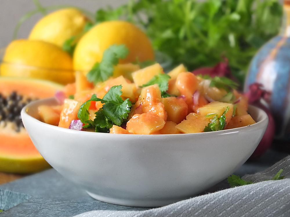 Easy Caribbean Papaya Salad Recipe | Elizabeth's Kitchen Diary